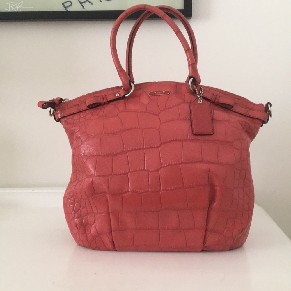 Coach Madison Crocodile Embossed Lindsey Satchel - Gem
